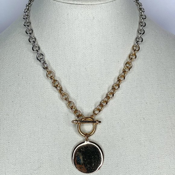 Source Unknown | Jewelry | Two Tone Silver Gold Toggle Coin Chain ...